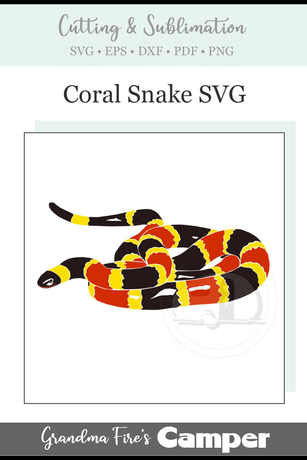 Coral Snake Illustration SVG in Color | PNG Sublimation File