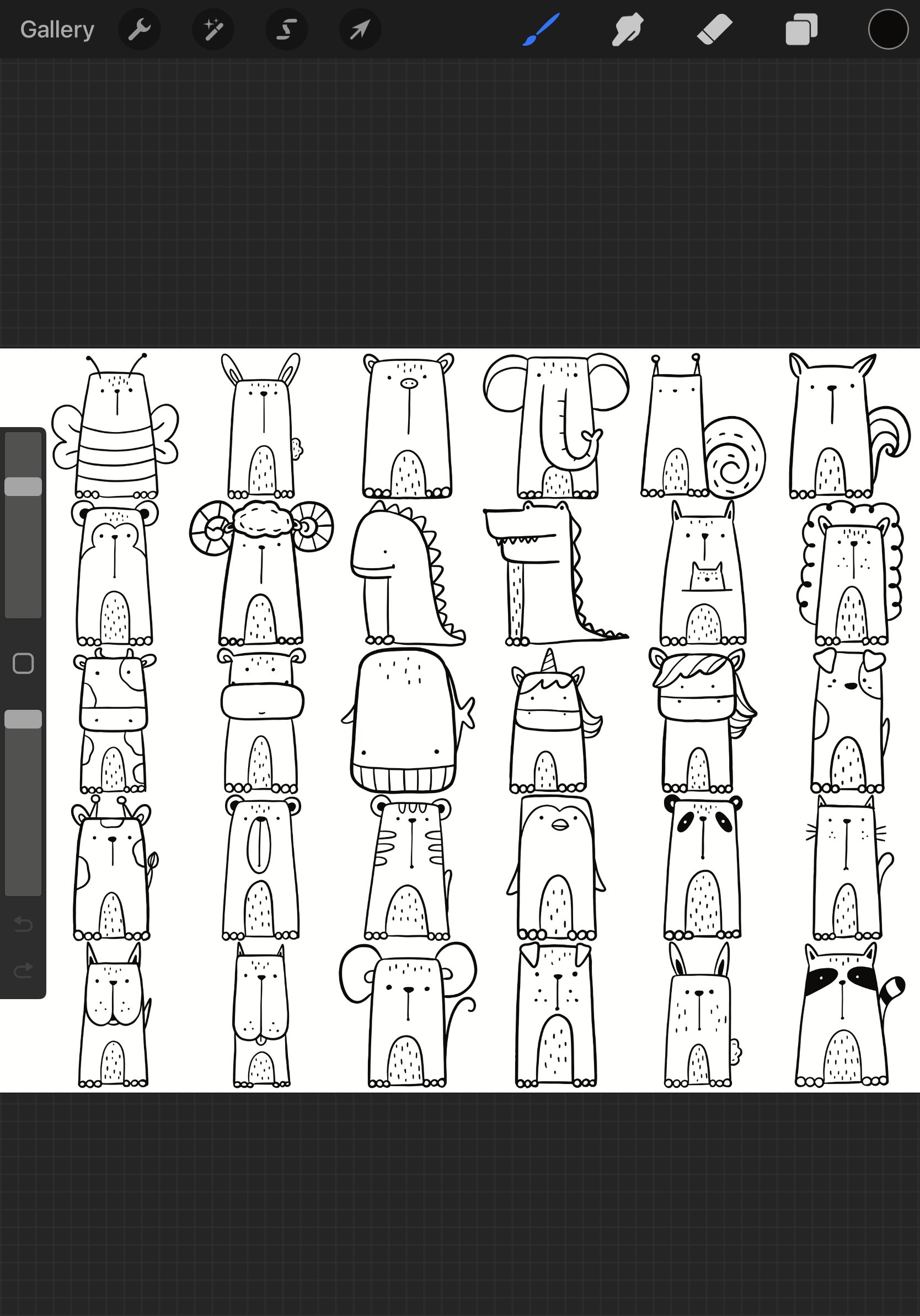 Abstract Animal Outline Procreate Brush Stamps Set 1, 30