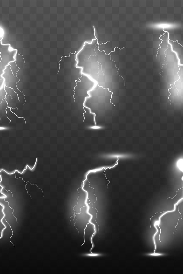 Night lightning. Glow stormy weather light effects power ene