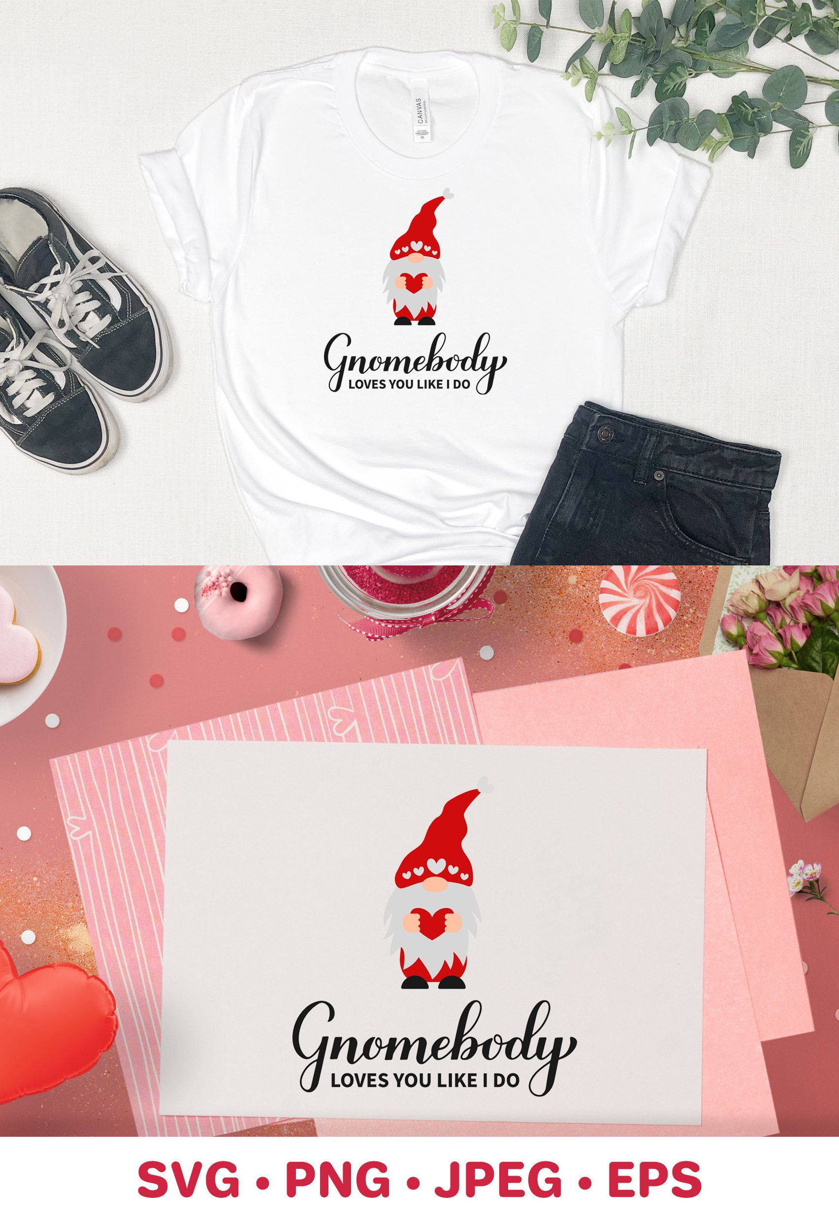 Gnomebody loves you like I do. Valentines Day Gnome SVG