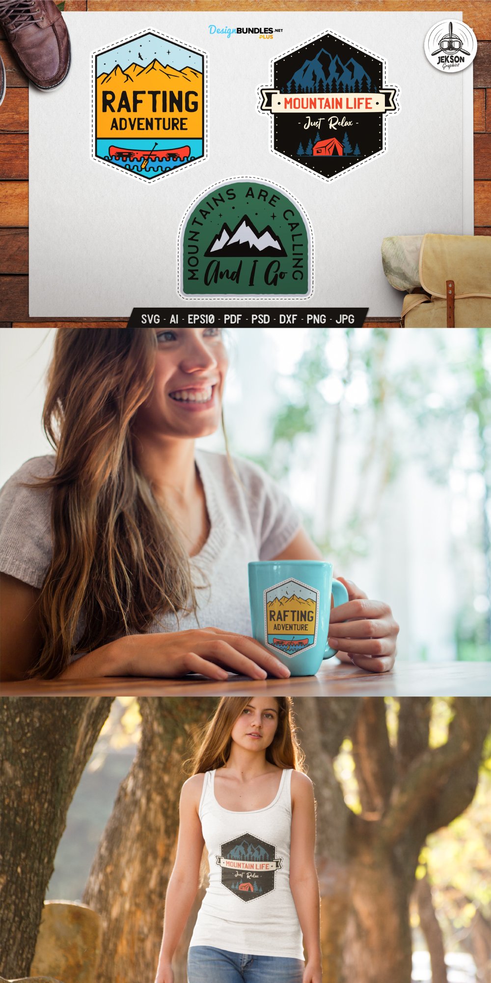 Camping Sticker PNG | Printable Mountains Stickers SVG