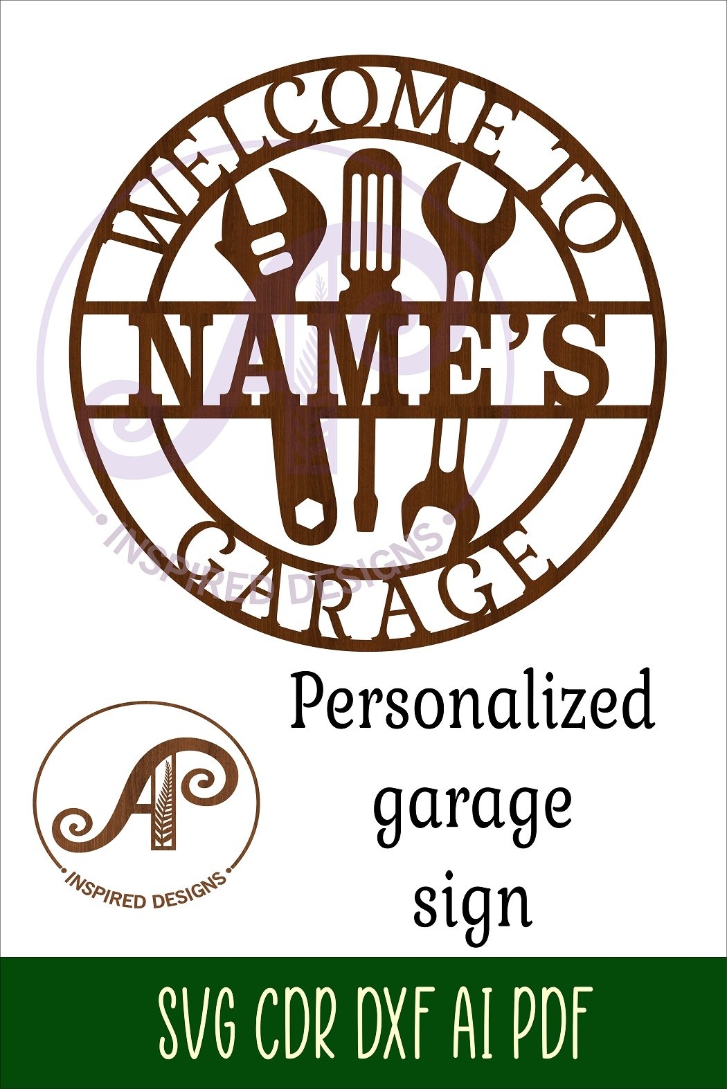 Personalized Garage tools sign svg laser cut template