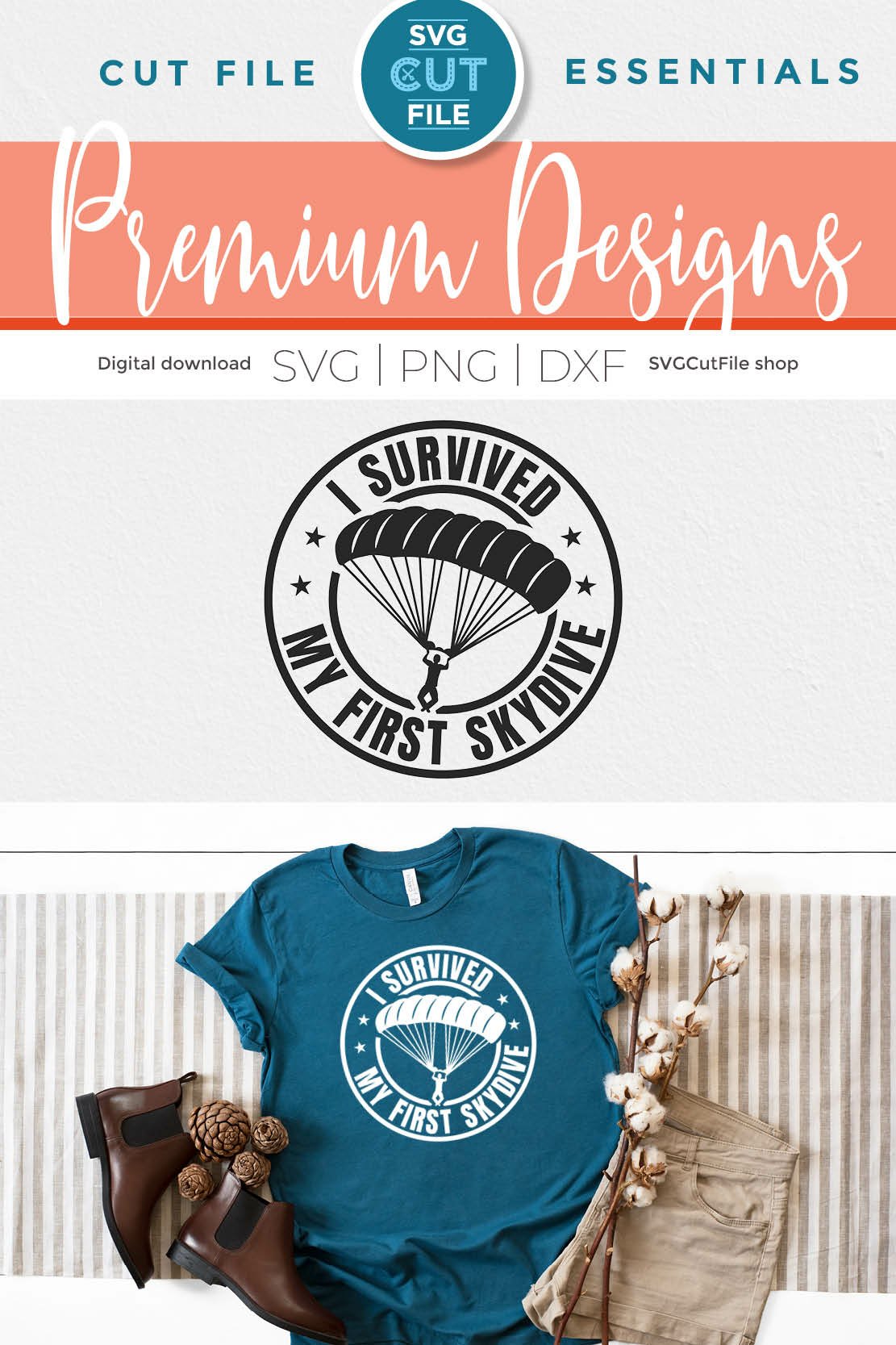 Skydiving svg - I Survived My First Skydive SVG for Crafters