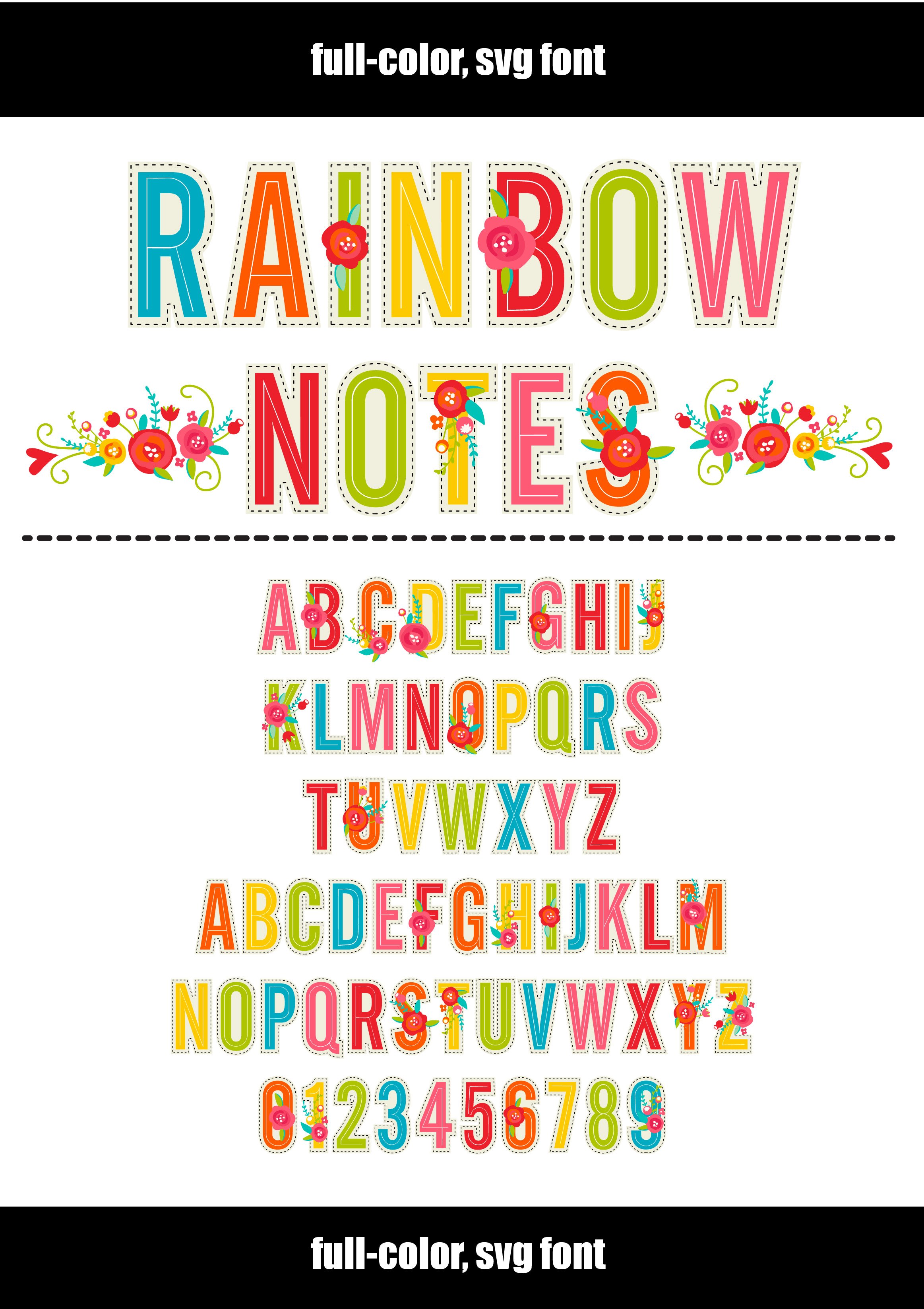 Full Color SVG Rainbow flower font