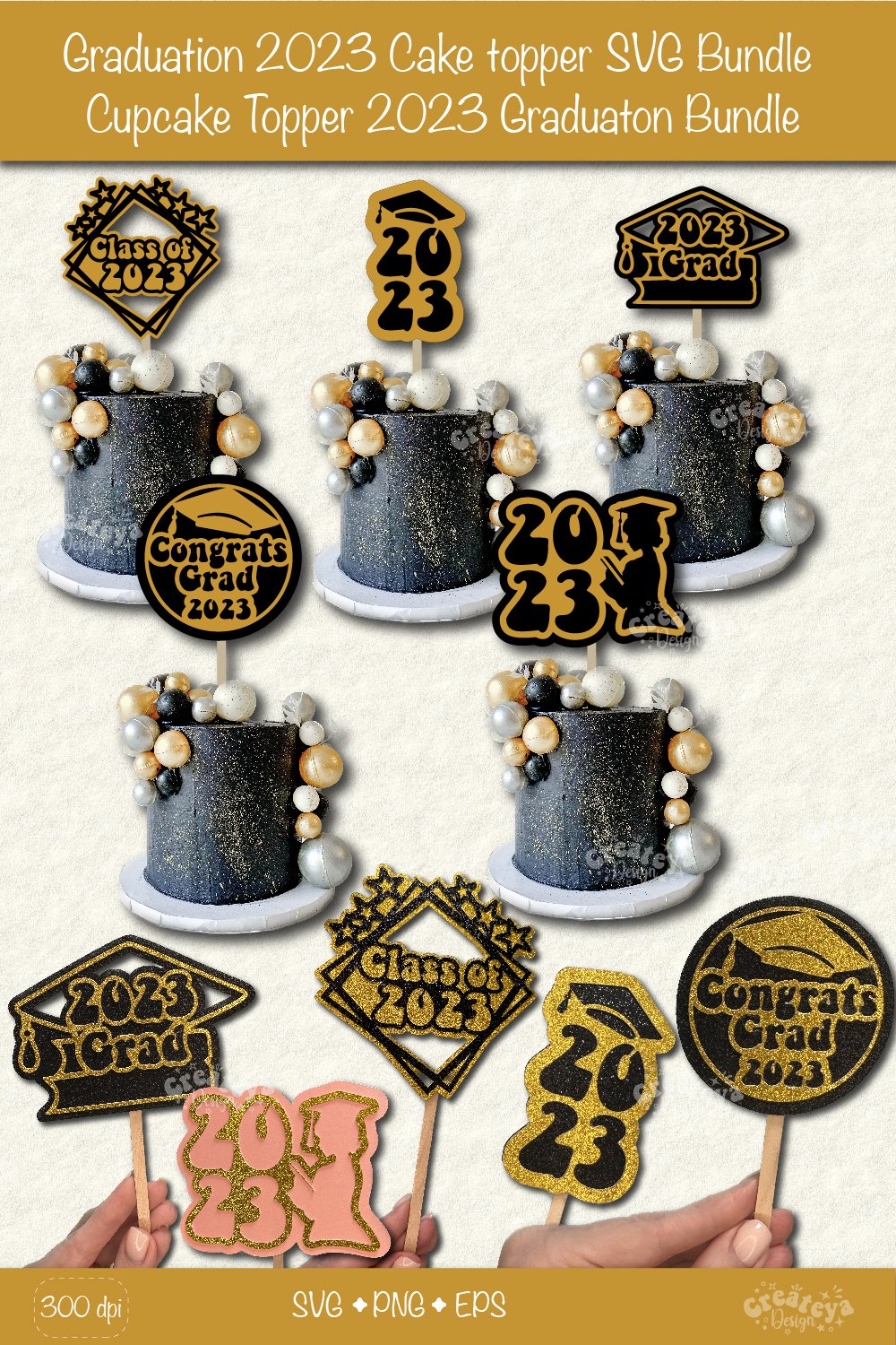 Graduation 2023 cake topper Bundle| Cupcake topper Papercut