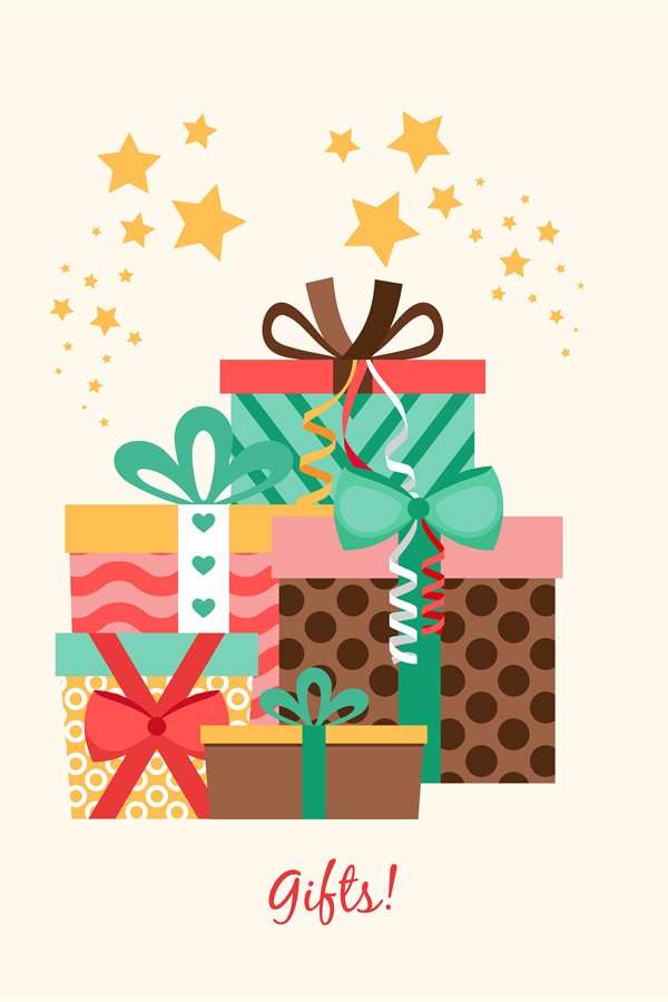 Five gift boxes poster design