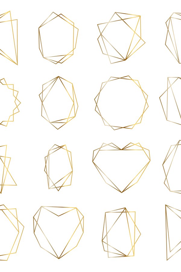 Golden geometric frames. Elegant gold hexagonal (969874)