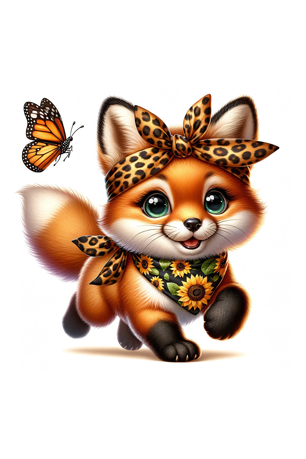 Cute Fox with Sunflowers JPG File (3550638)