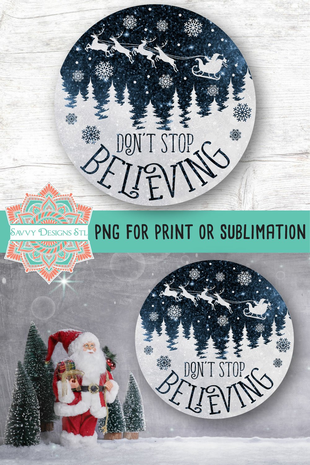 Don't Stop Believing Christmas Round for Sublimation & Print