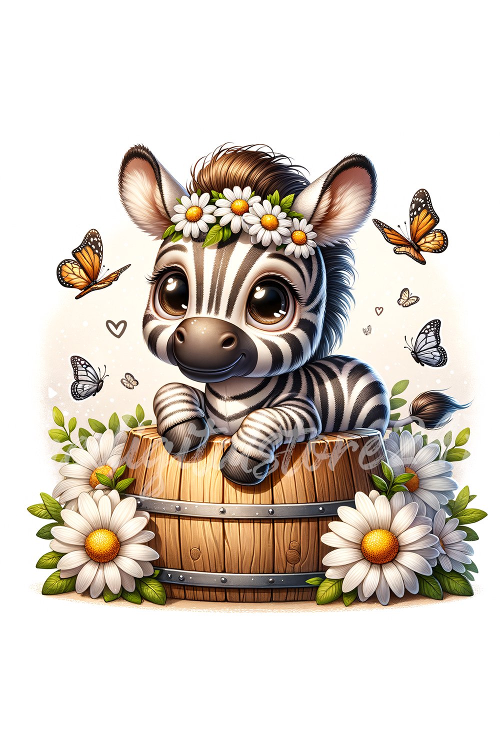 Cute Zebra with Daisy Florals JPG Design (3563646)
