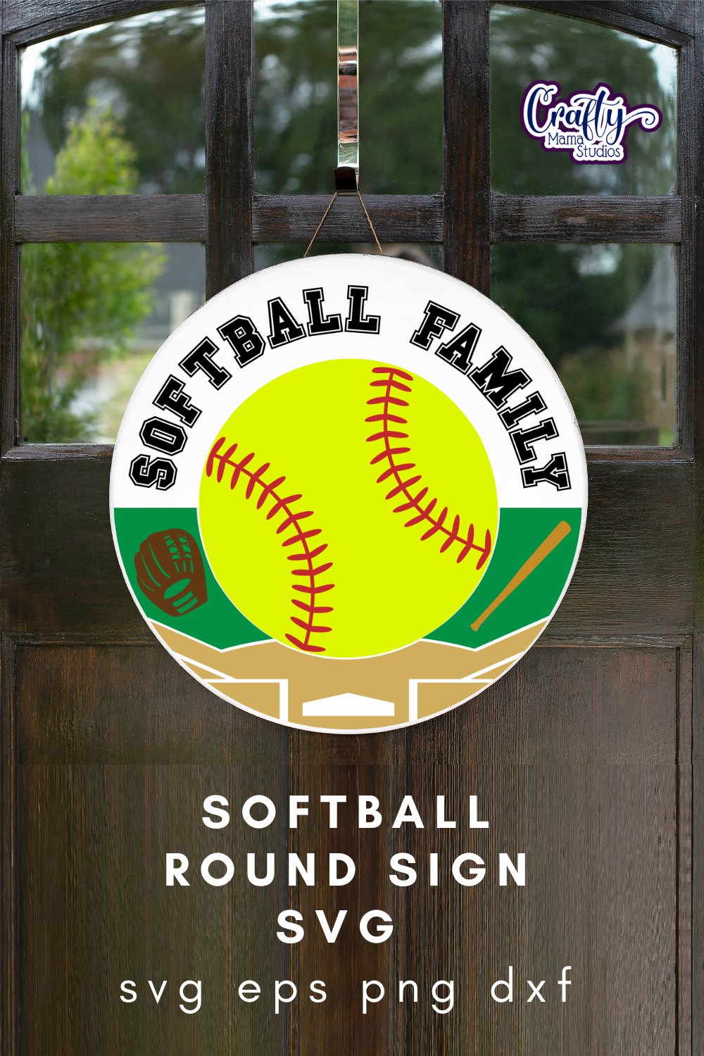 Softball Svg, Round Sports Sign, Sport Family Door Hanger