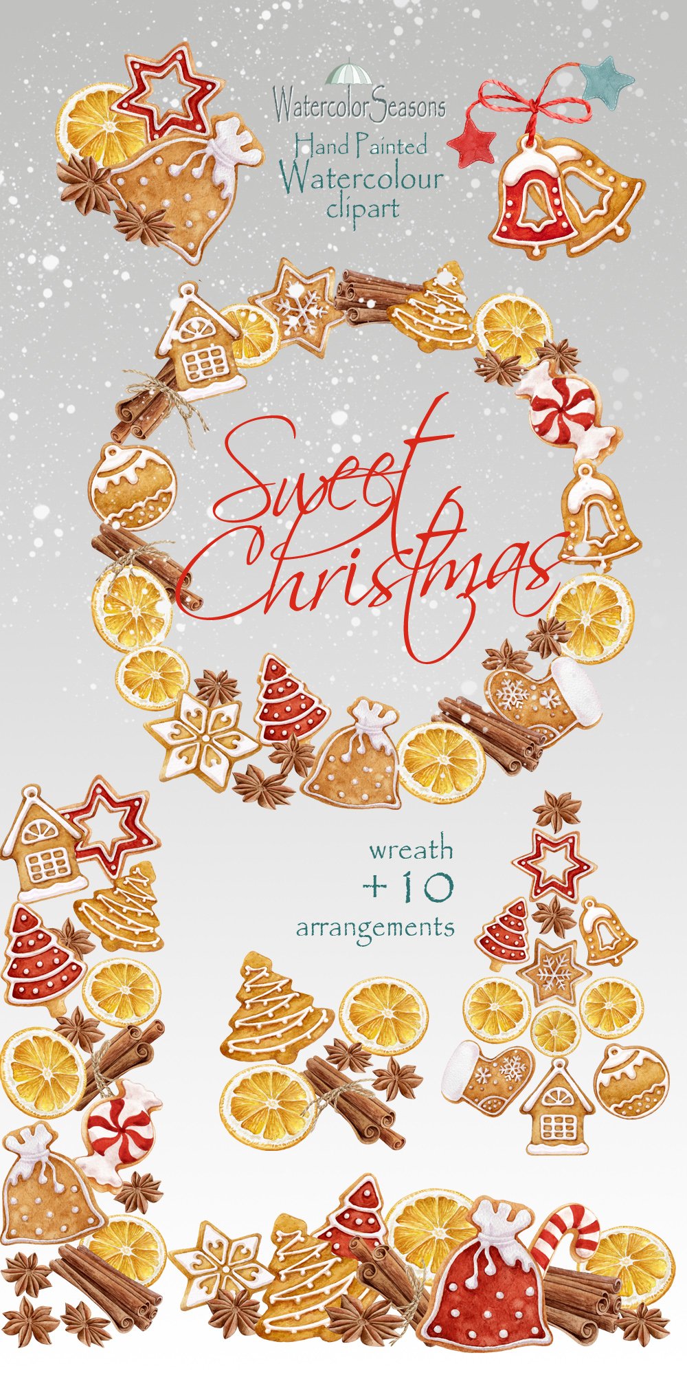 Christmas Cute Cookies Wreath Invitation Design, PNG clipart