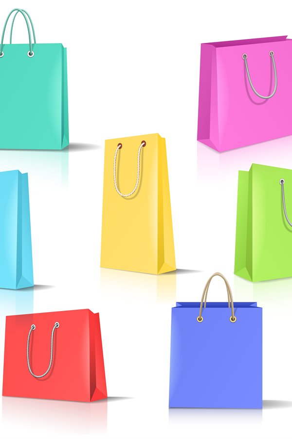 Realistic paper bags set