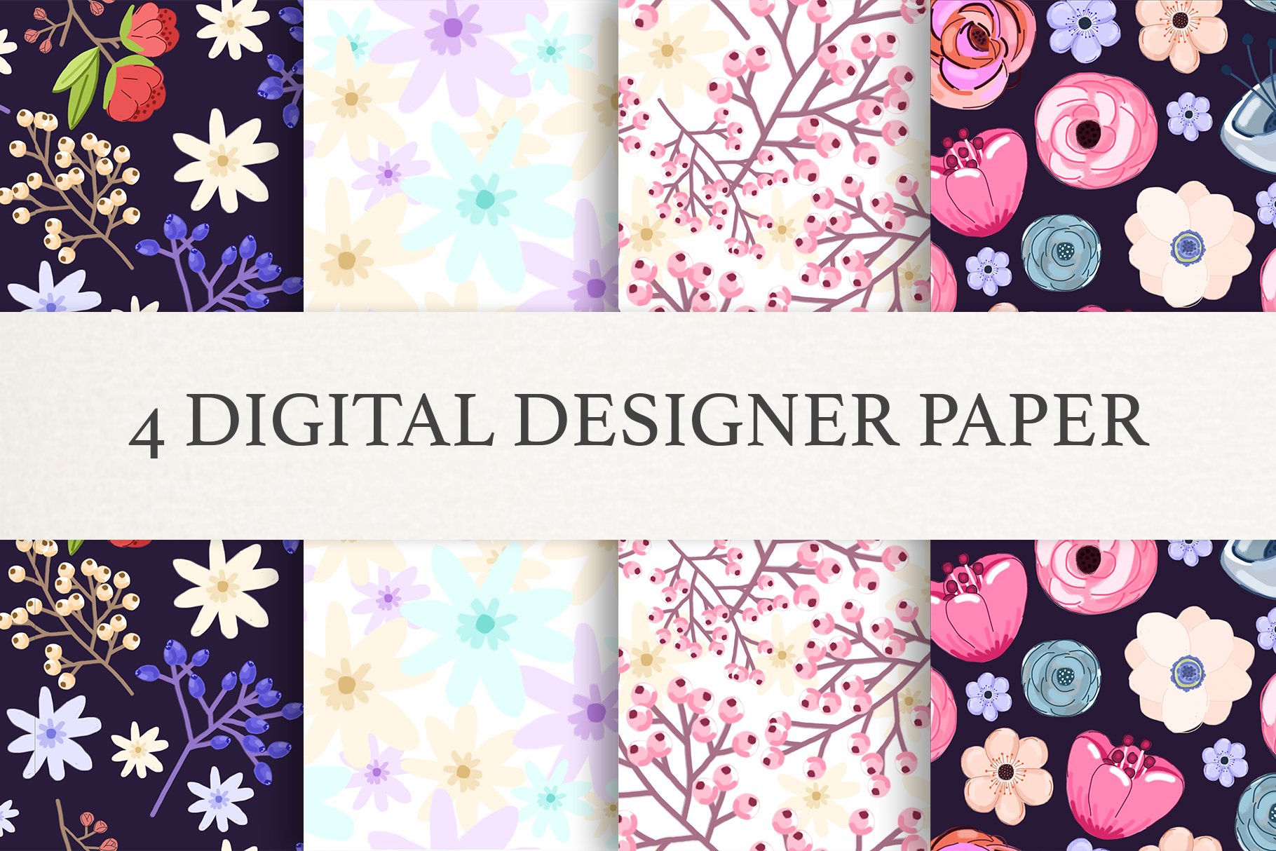 Floral Digital Paper - Scrapbook Papers - Seamless (638242)