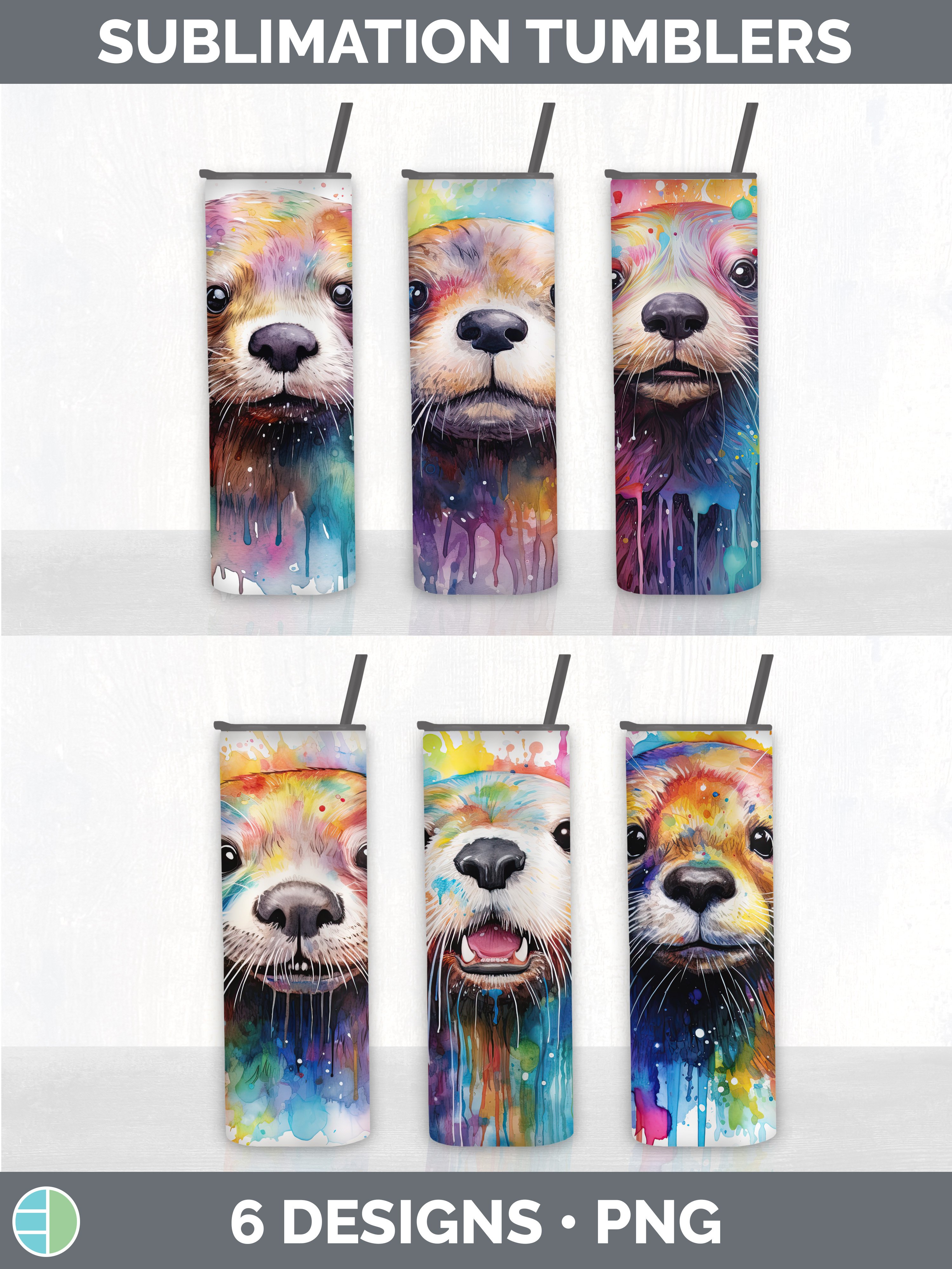 Splat Rainbow Otter Tumbler | Sublimation 20 oz Skinny Tumbl