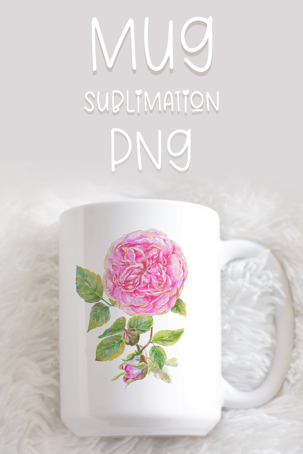 Pink Rose Mug 15 oz, 11 oz and Coaster design template