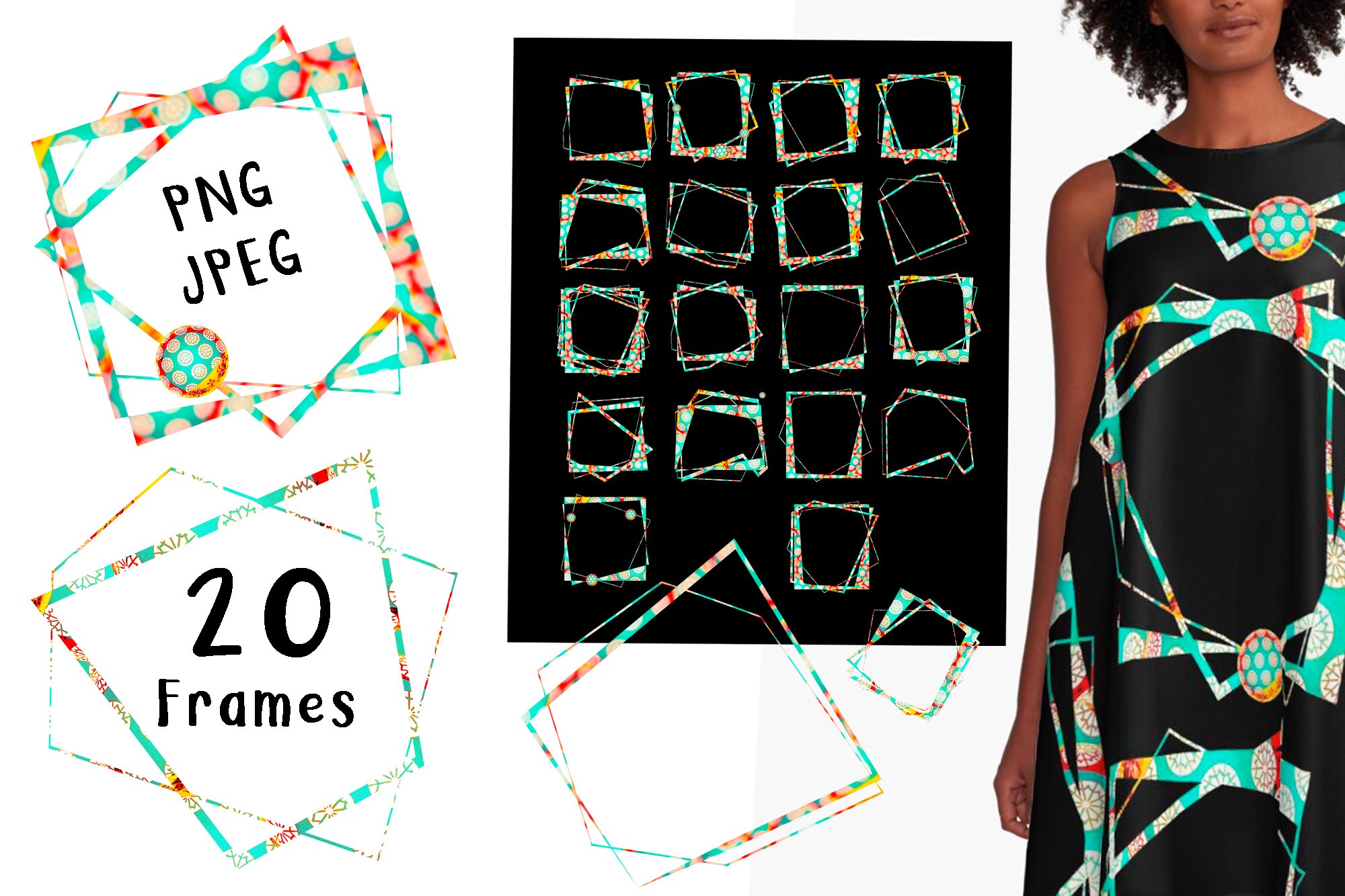 Sublimation frames. Clipart/blue geometry of summer