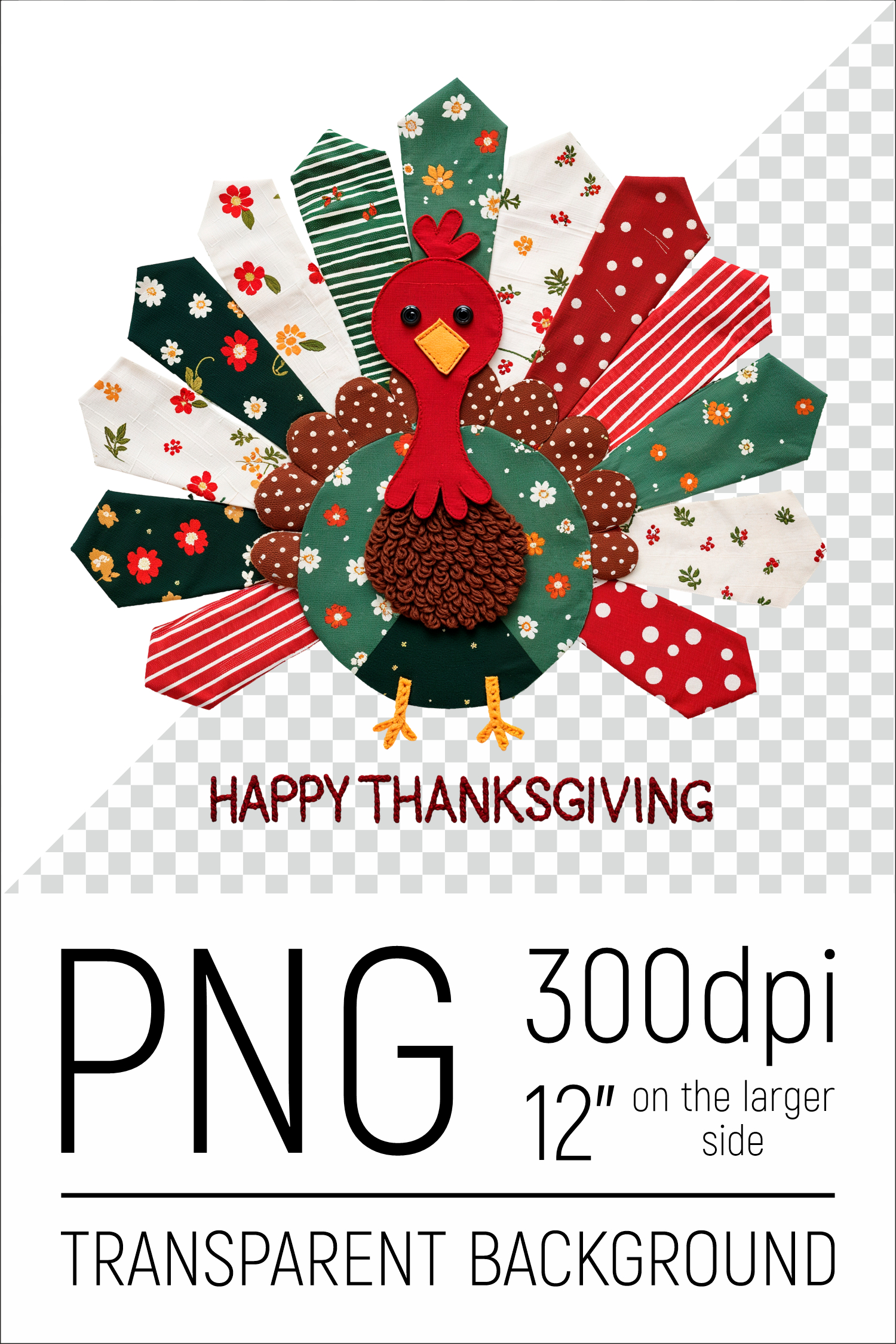 Thanksgiving Turkey Patchwork Clipart