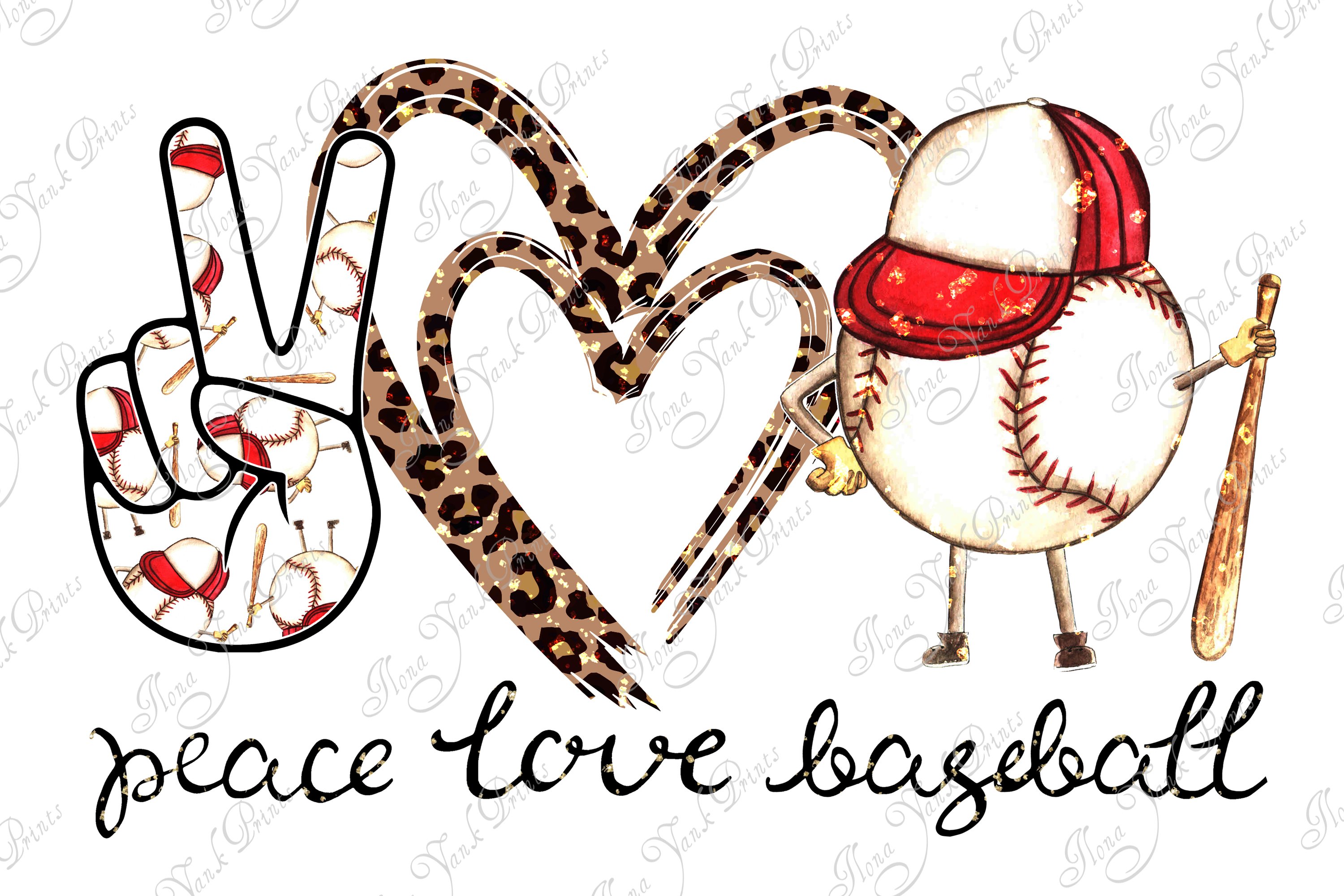 Peace love baseball sublimation png, T-shirt design png