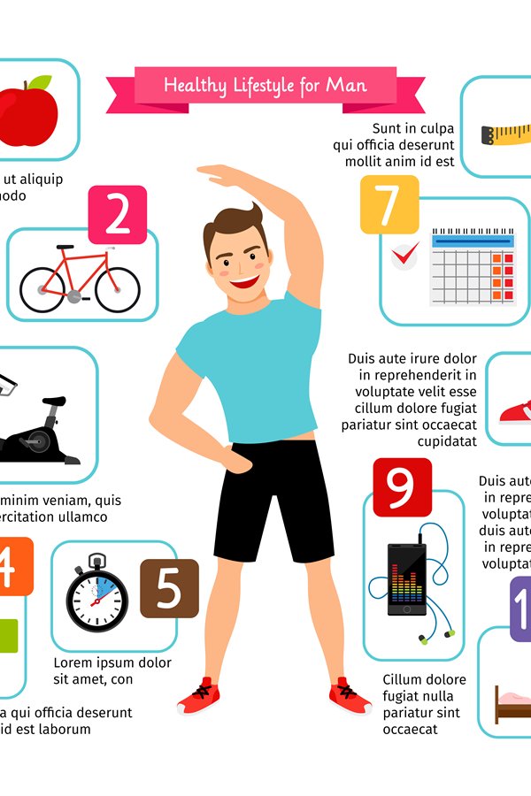 Man healthy lifestyle infographics