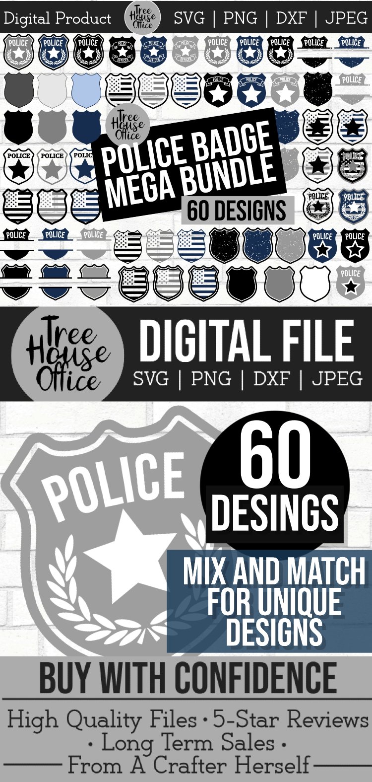 Police Badge SVGs, Cop Emblem, Law Enforcement SVG PNG