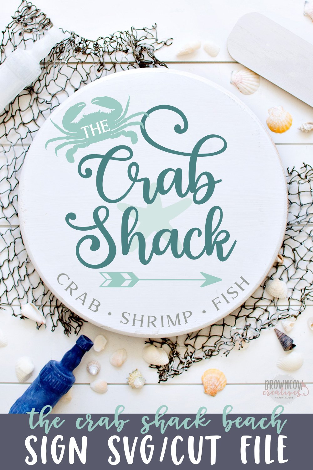 Crab Shack Beach Round Sign SVG/Cut File