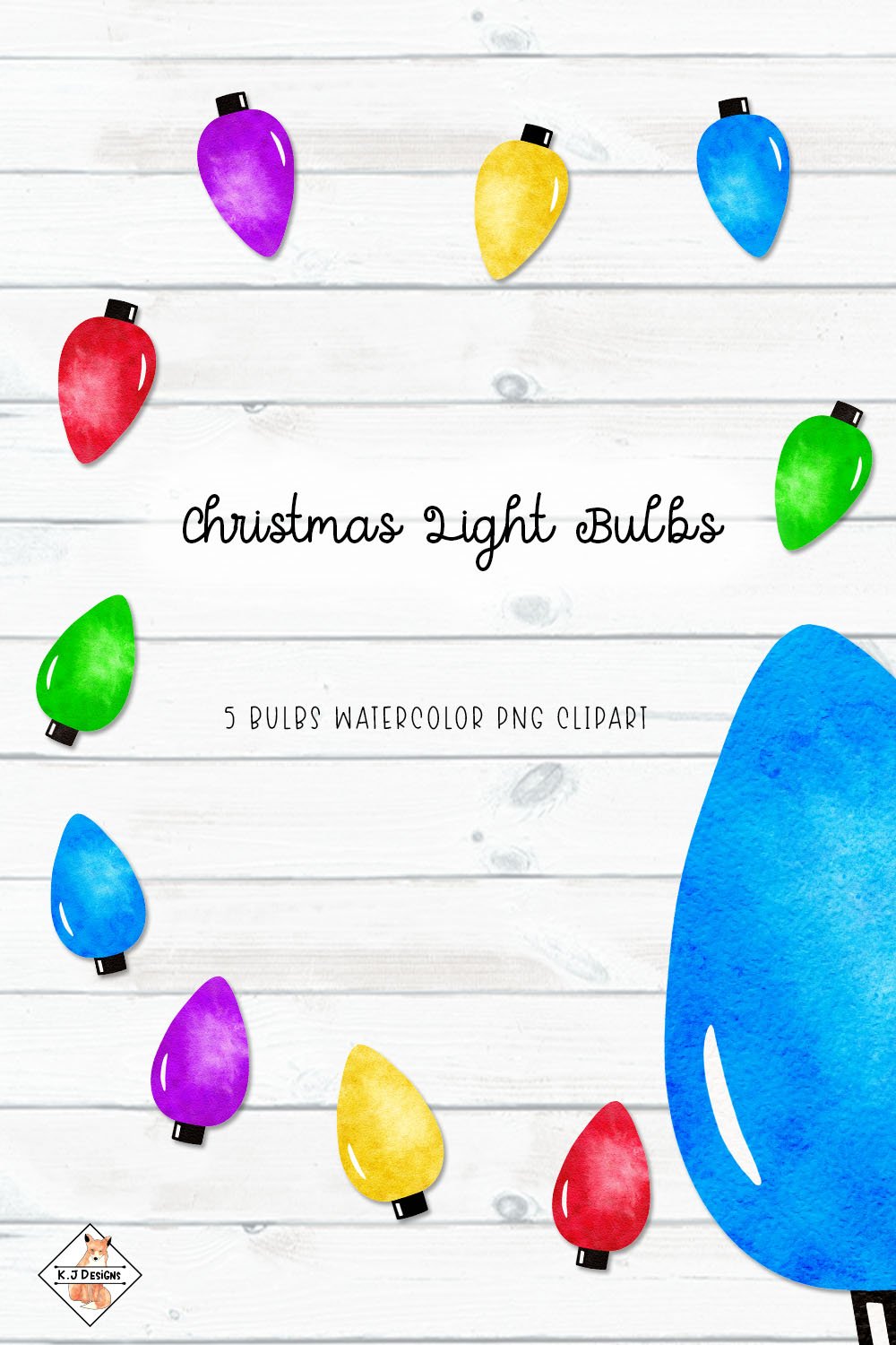 Christmas Light Bulbs | Watercolor Clipart