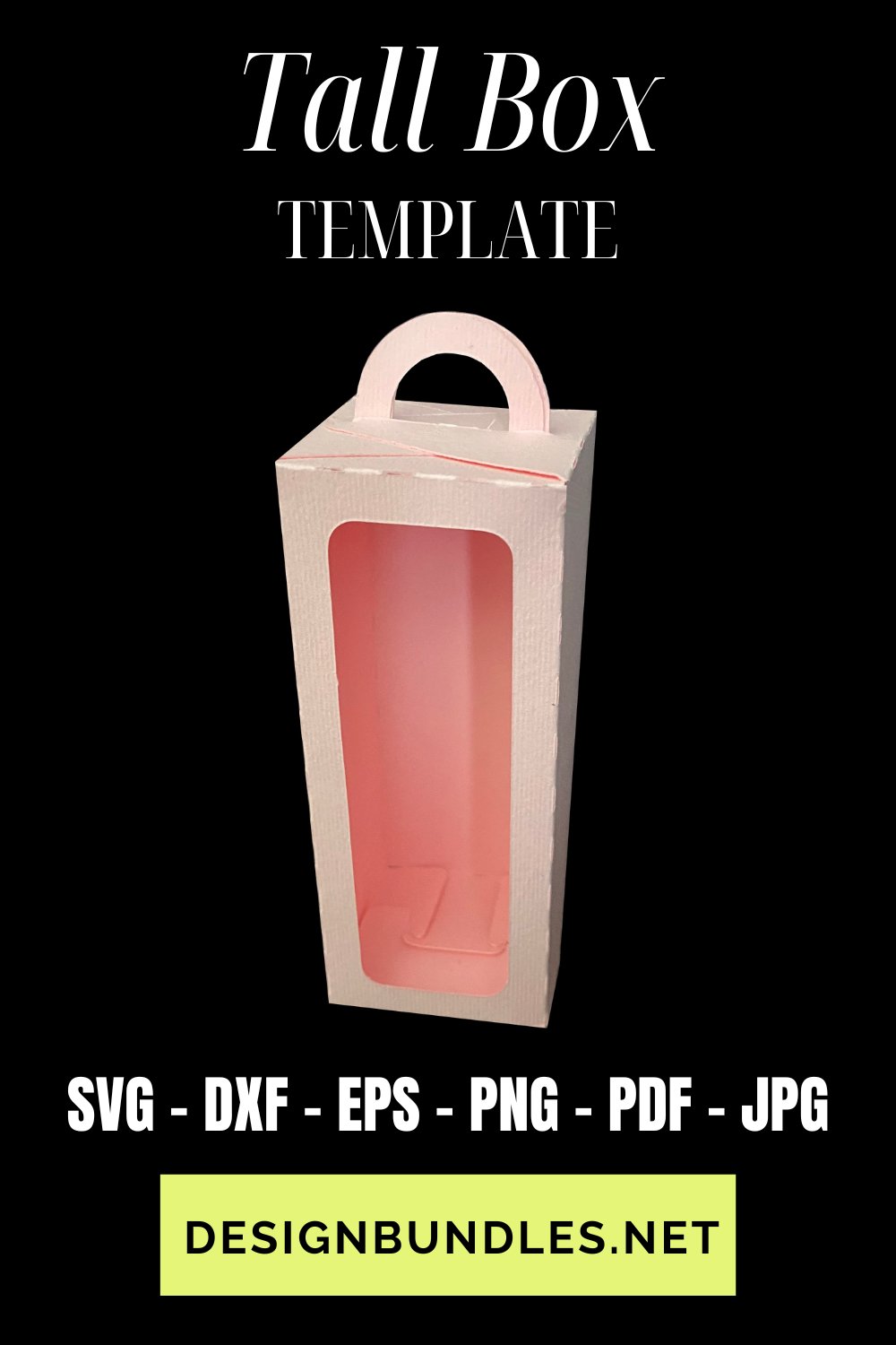 Tall Box Template, Tall Gable Box With Handle SVG PNG