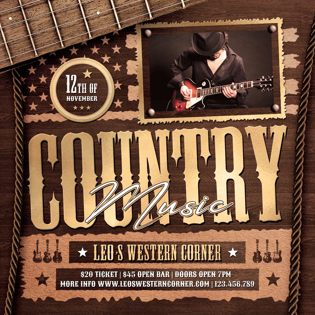 Country Music Flyer Template PSD Design