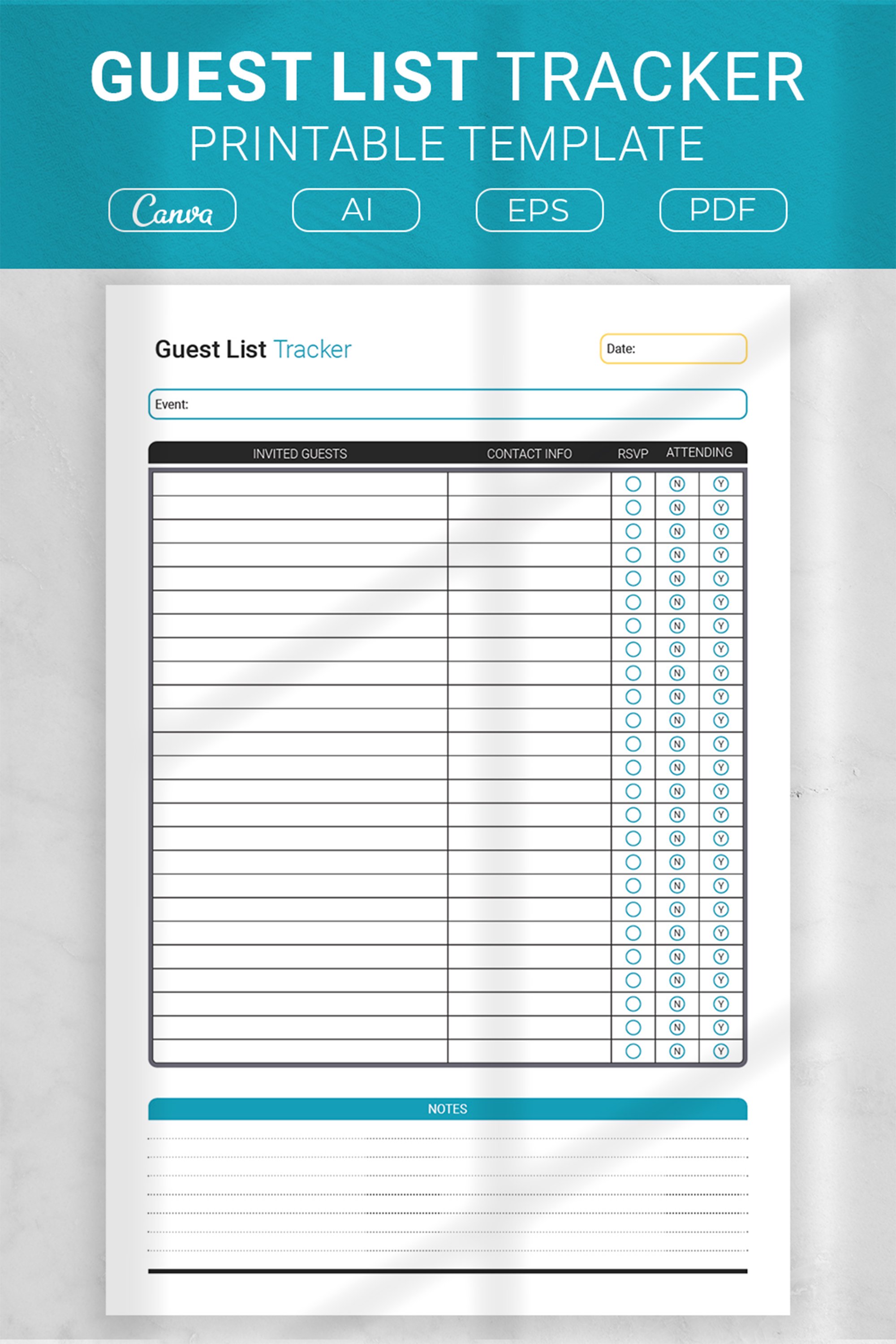 Guest List Tracker Printable Template (2739800)