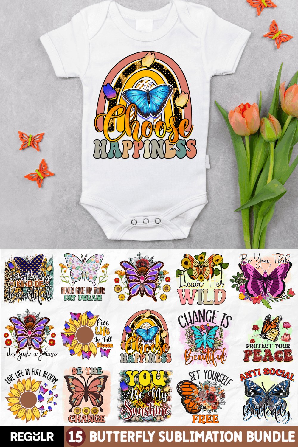 Butterfly Sublimation Bundle, Butterfly Quotes Png Bundle