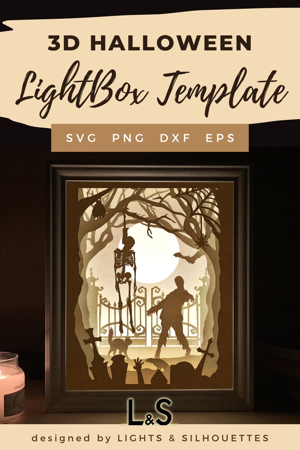3D Halloween Shadow Box File | Layered Light Box Template
