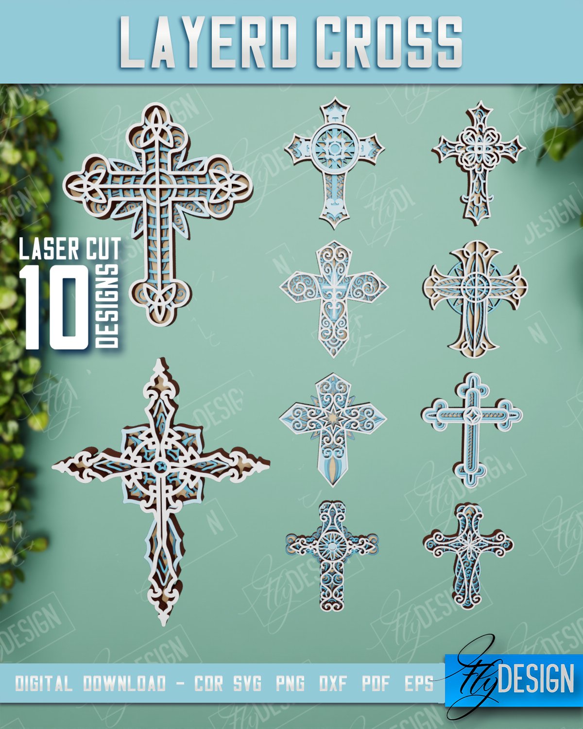 3D Layered Cross Laser Cut Bundle |Laser cut Layered Crosses