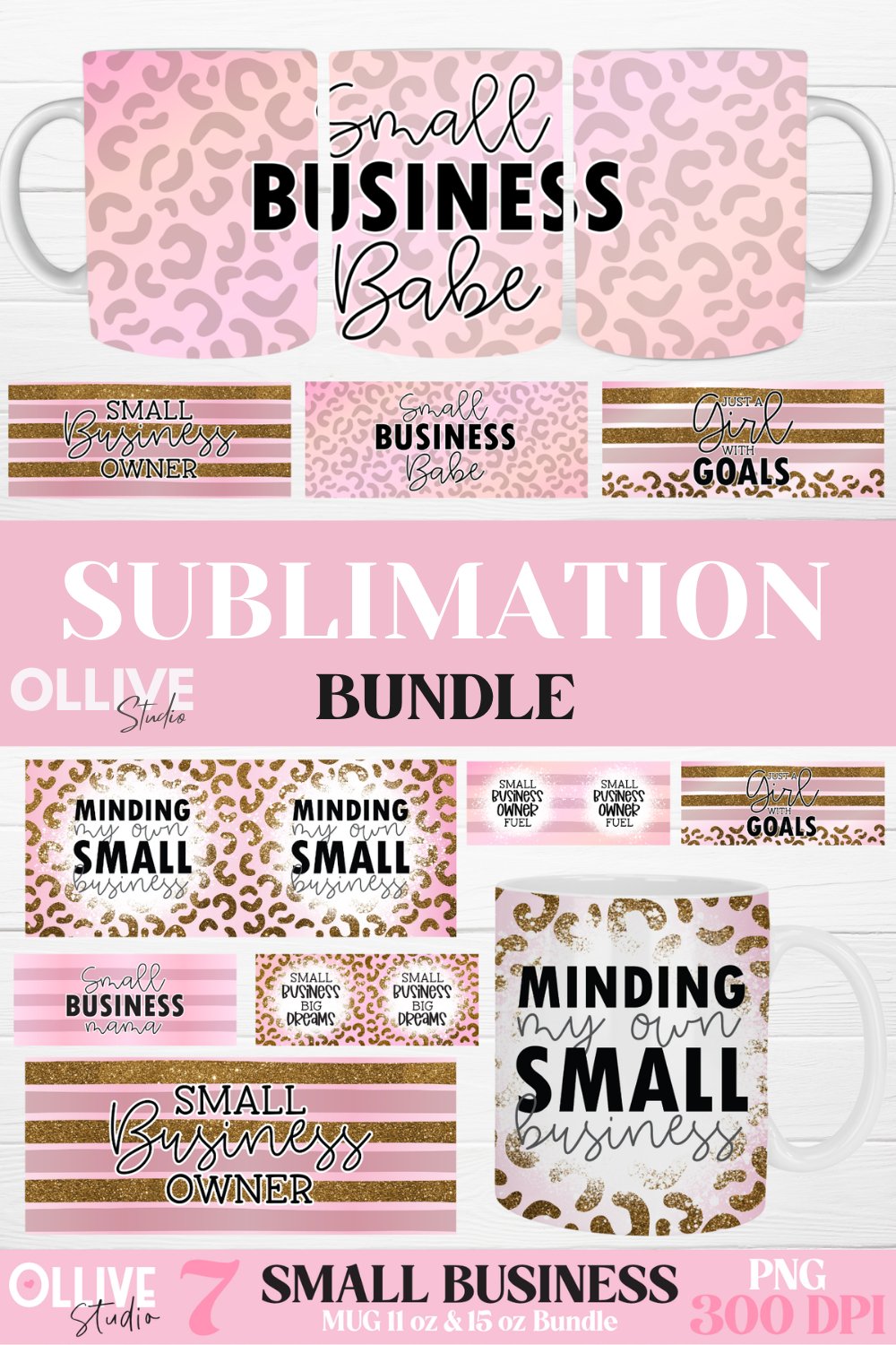 Small Business Mug Sublimation Bundle | 7 Different Designs