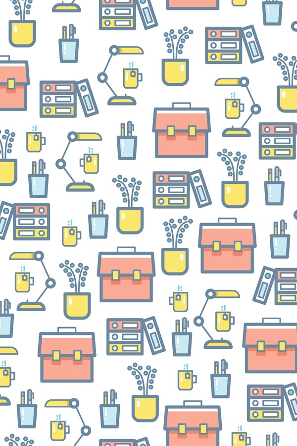 Office stationery and equipment seamless pattern