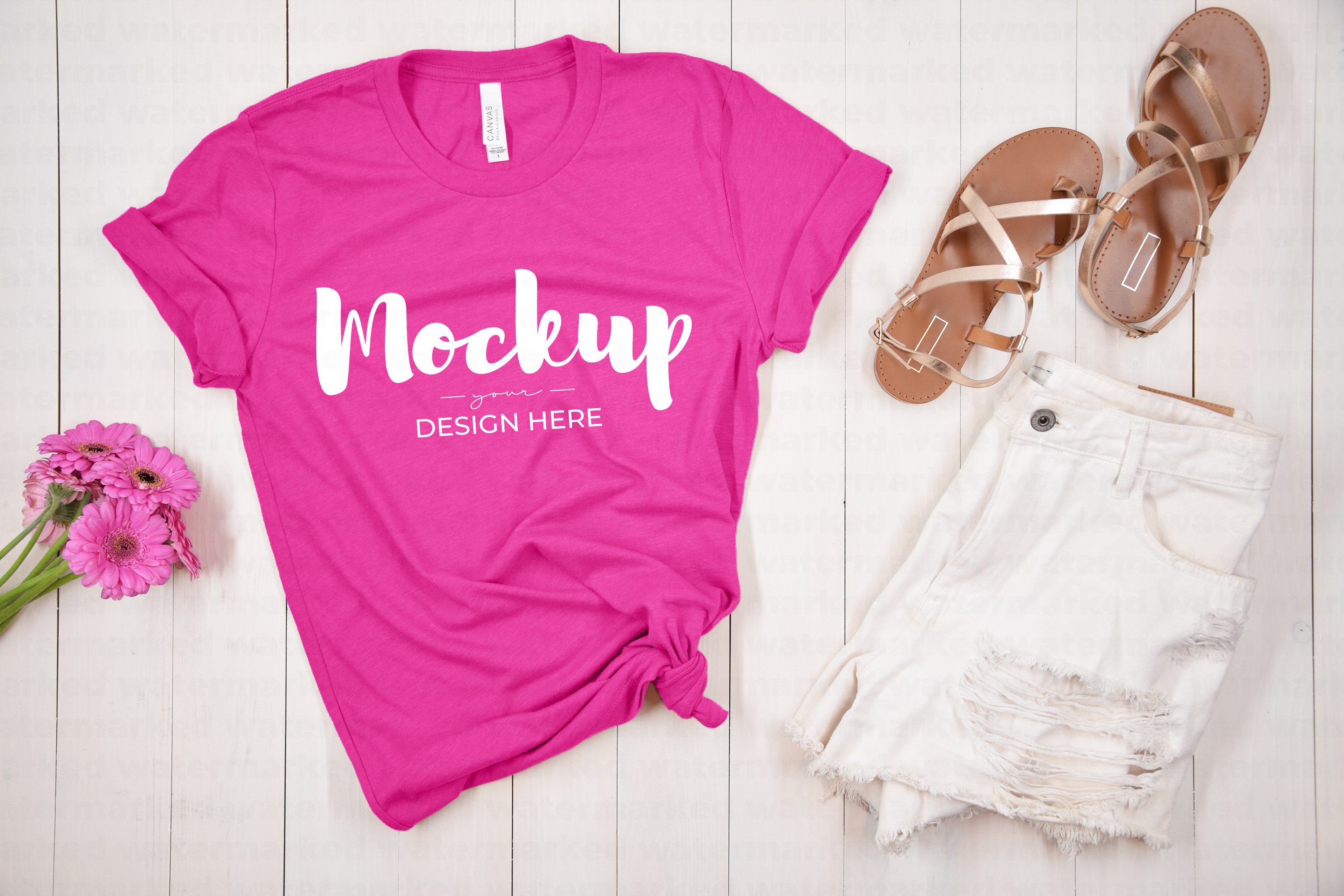 Bella Canvas Berry T-Shirt Mockup (1289728)