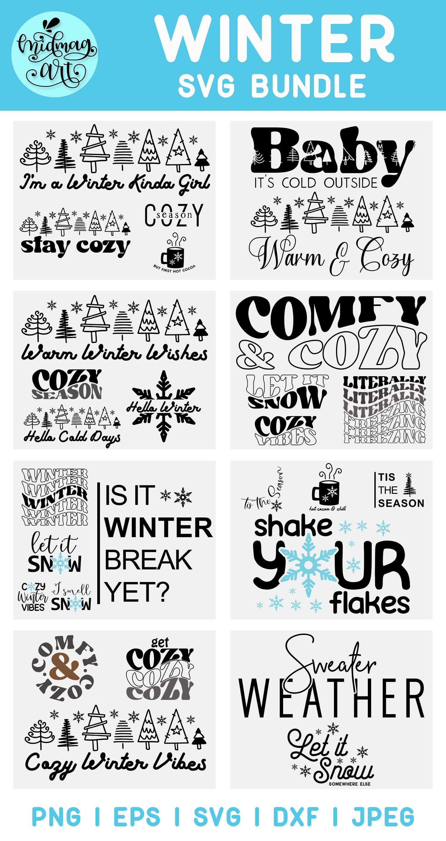 Winter svg bundle, winter cut file