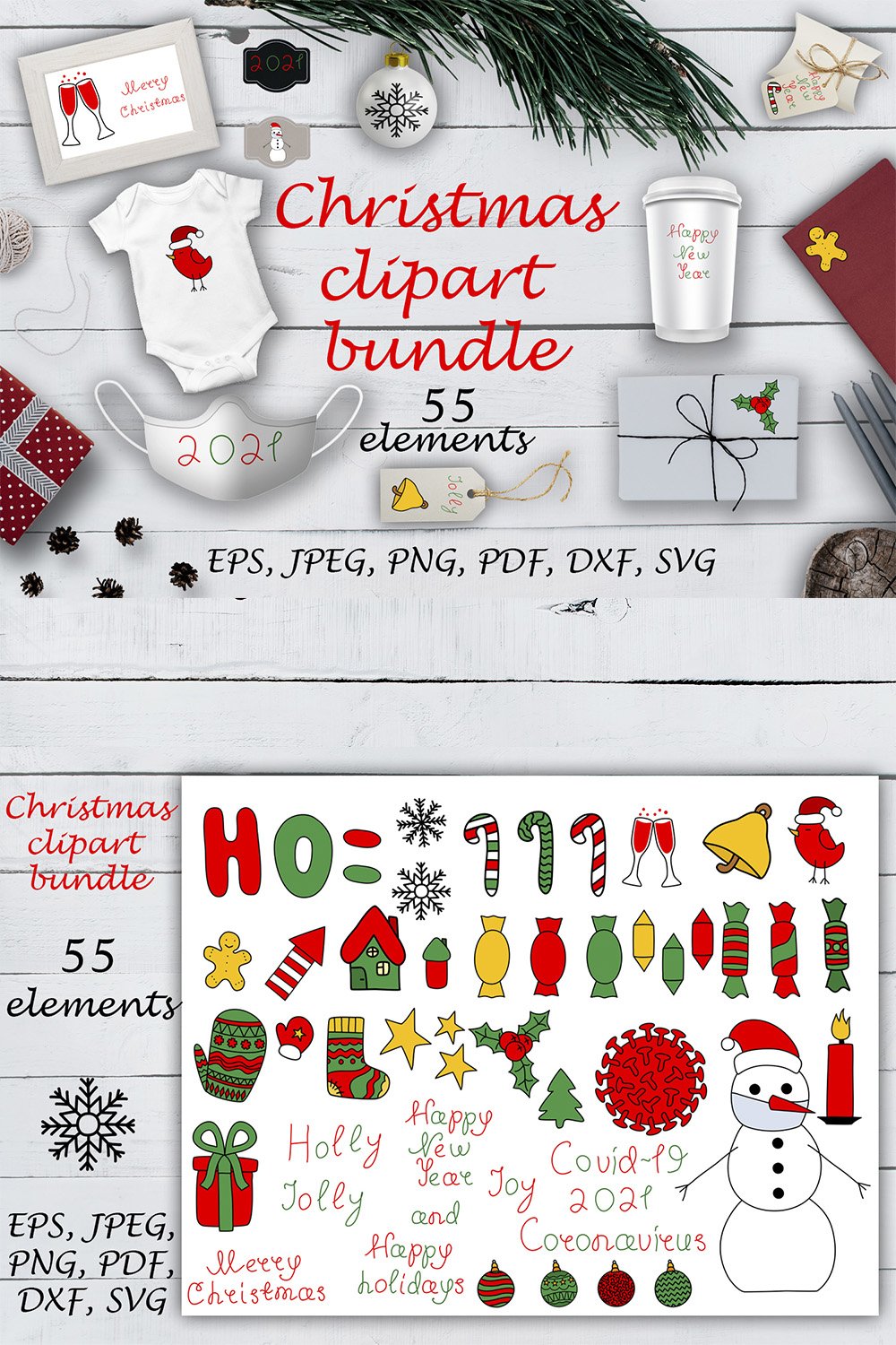 Christmas Clipart bundle. Christmas and New Year clipart.