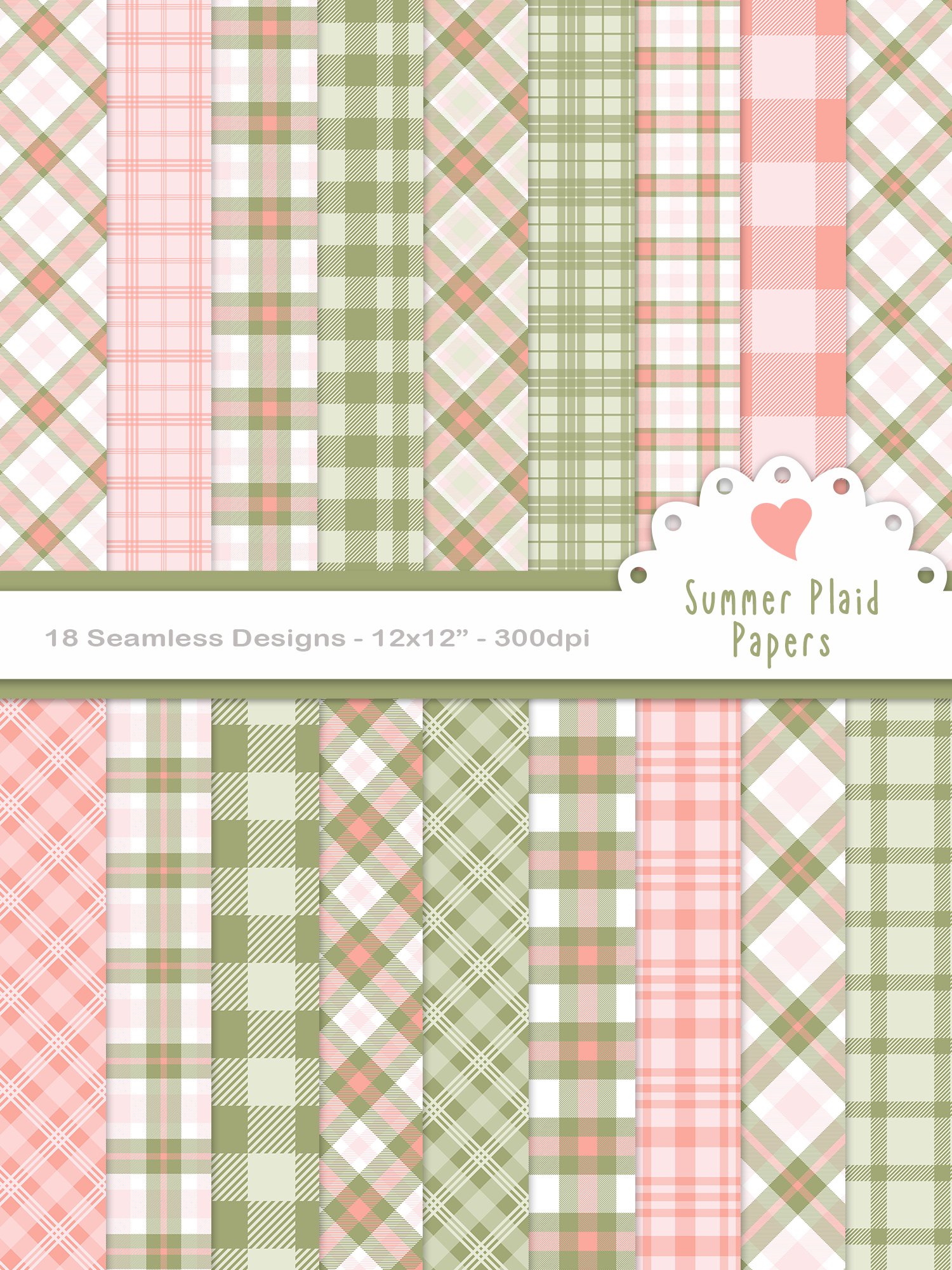 Summer plaid planner papers, seamless scrapbook (2078975)