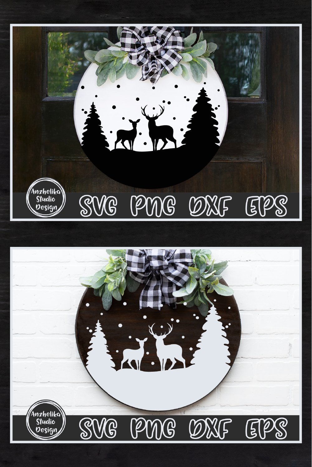 Christmas Deer SVG | Christmas Round Sign SVG | Reindeer PNG
