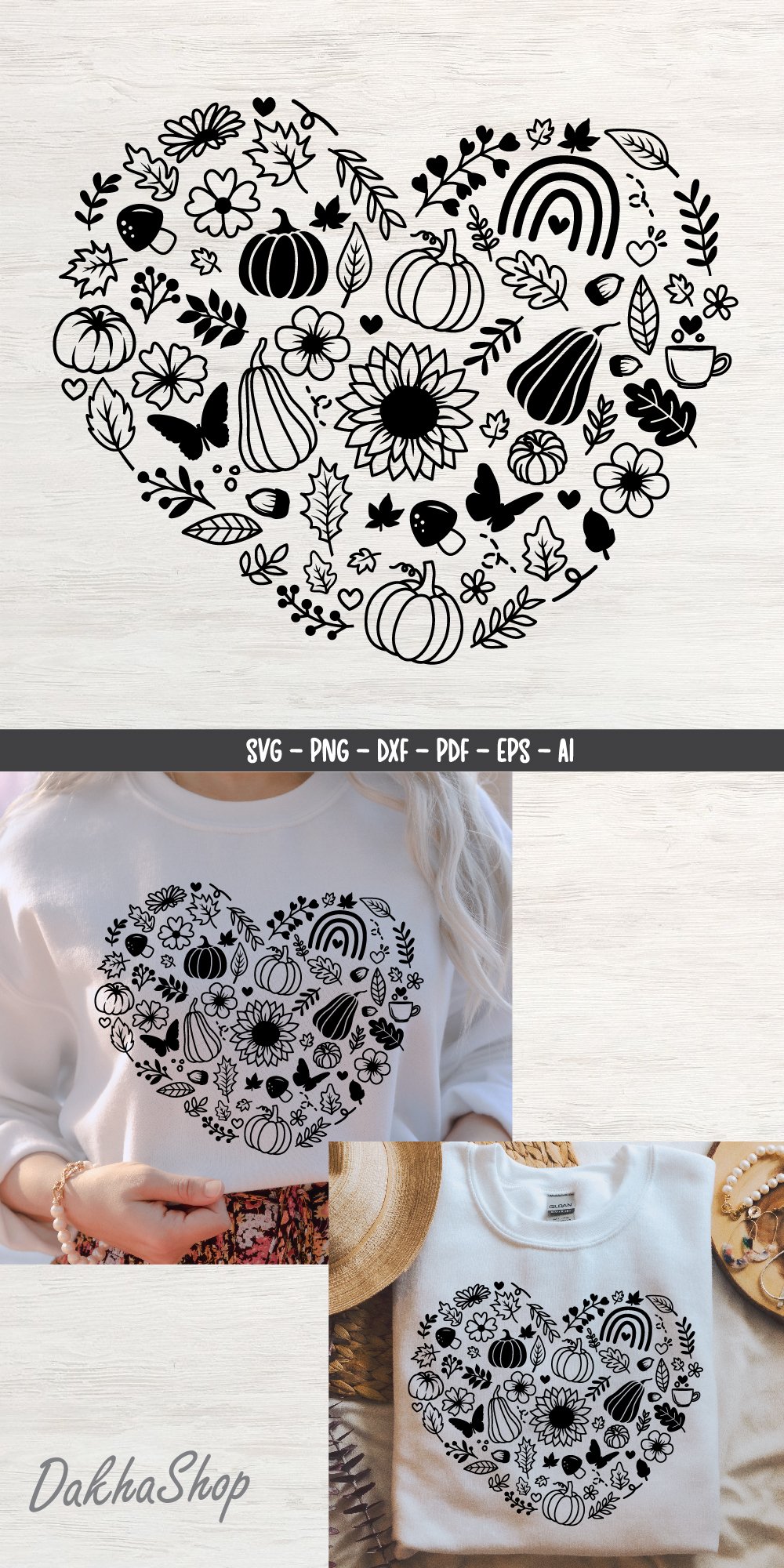 Autumn heart Svg, Fall Heart Svg, Fall Svg, Heart Svg