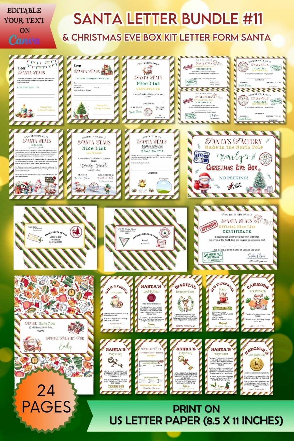 Santa Letter Bundle & Christmas Eve Box Kit - Editable