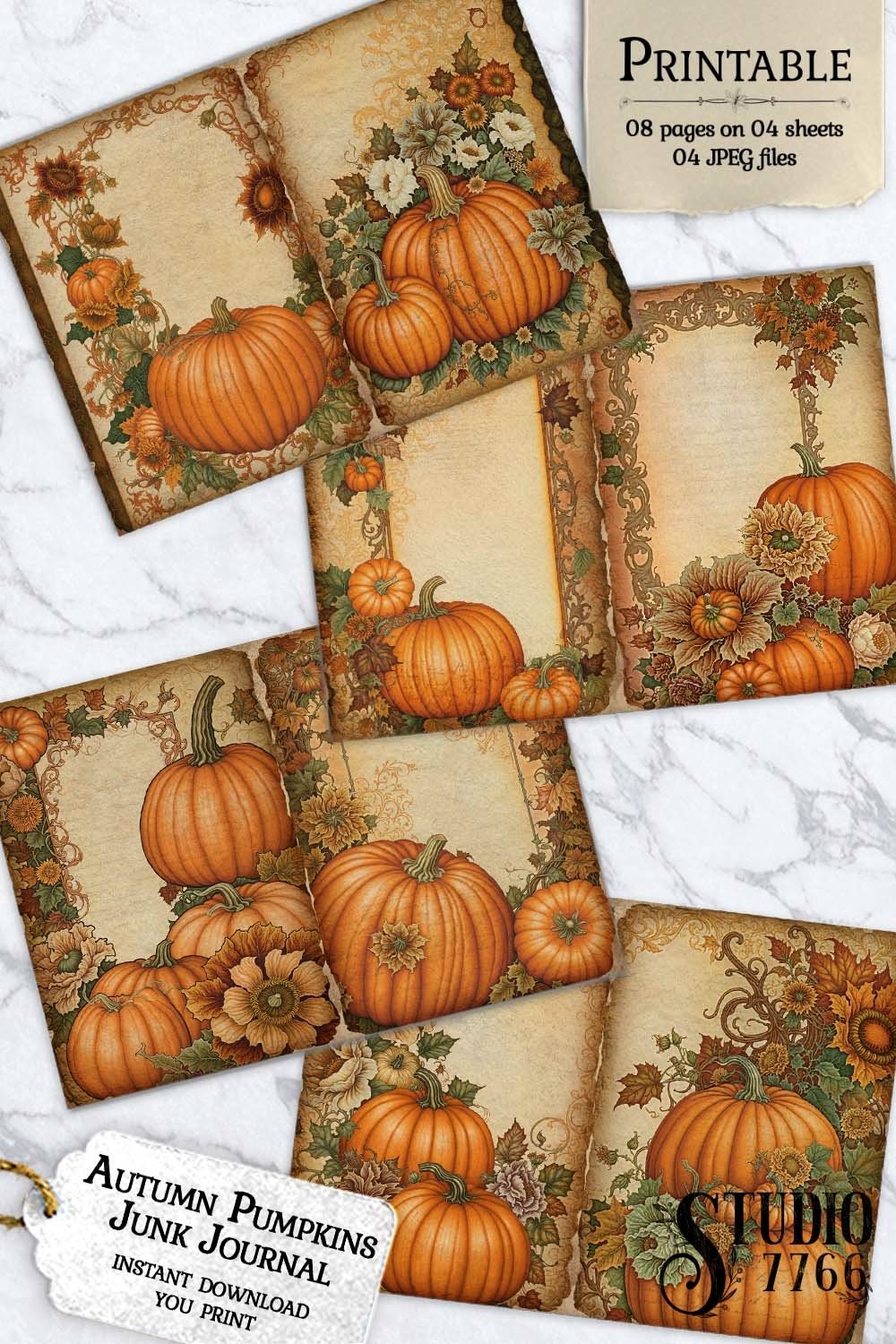 Autumn Pumpkins Junk Journal Pages