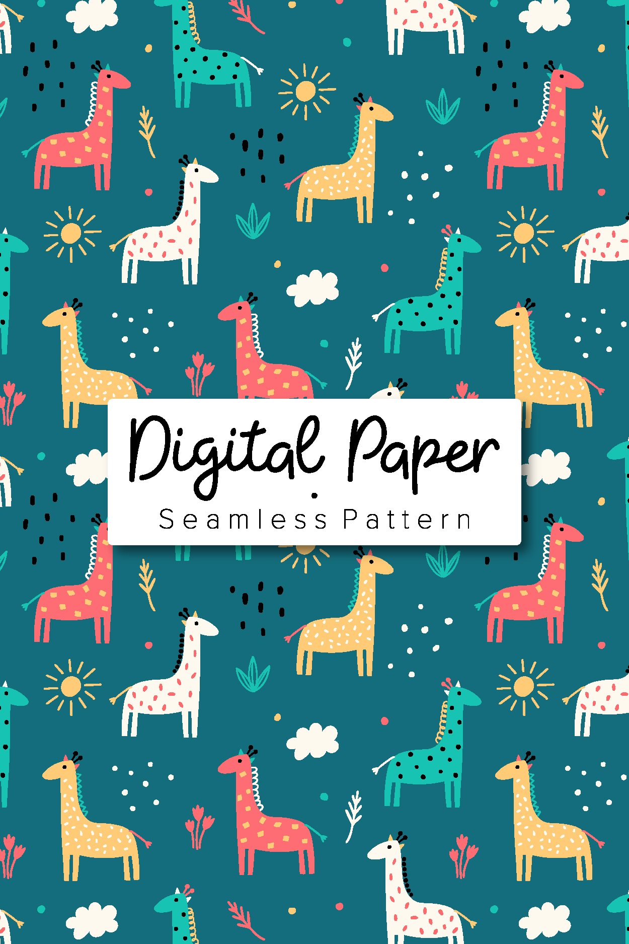 Colorful giraffes pattern