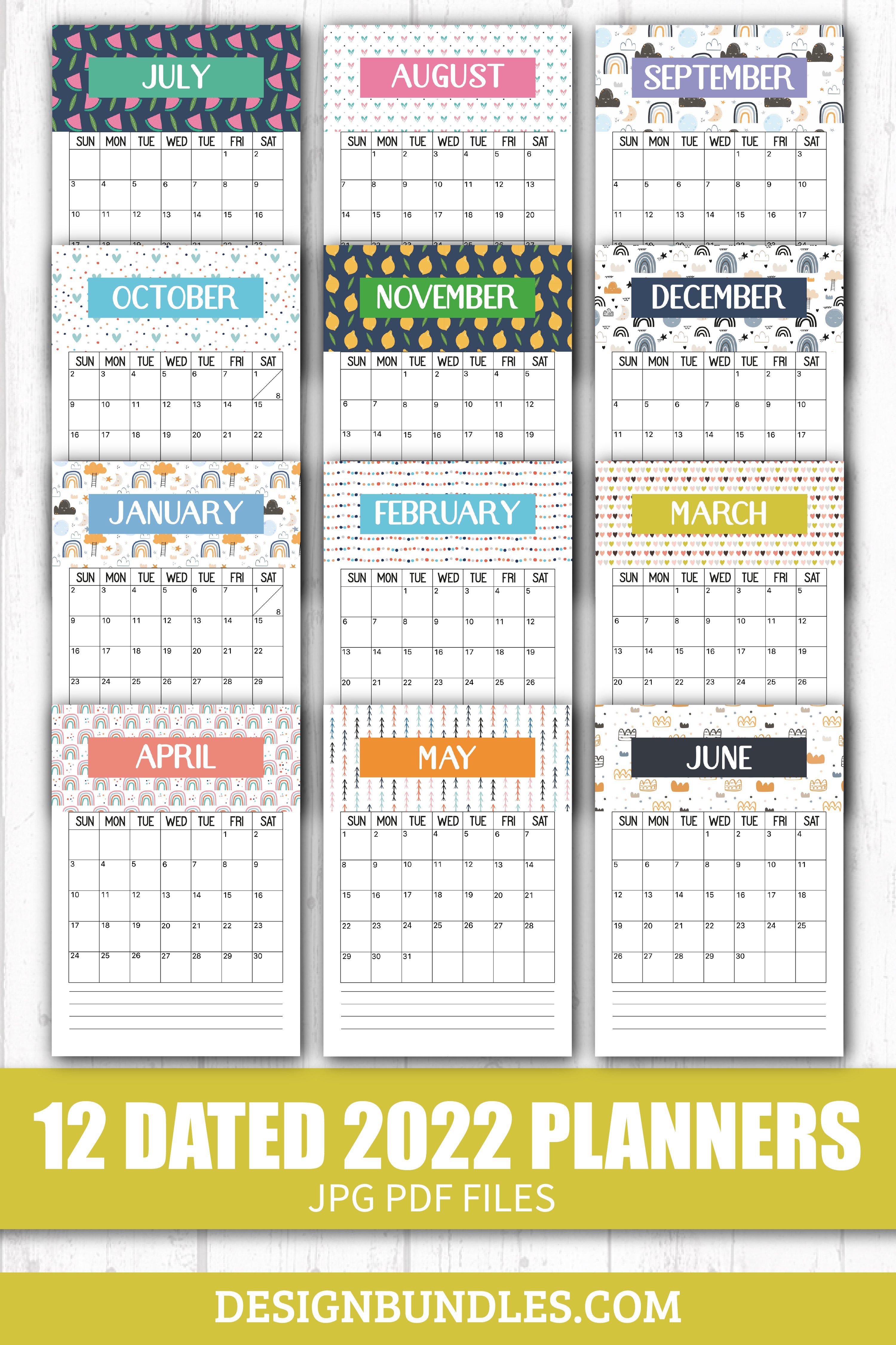 12 Planner pages A4 size, 2022 dated, planners vol 1