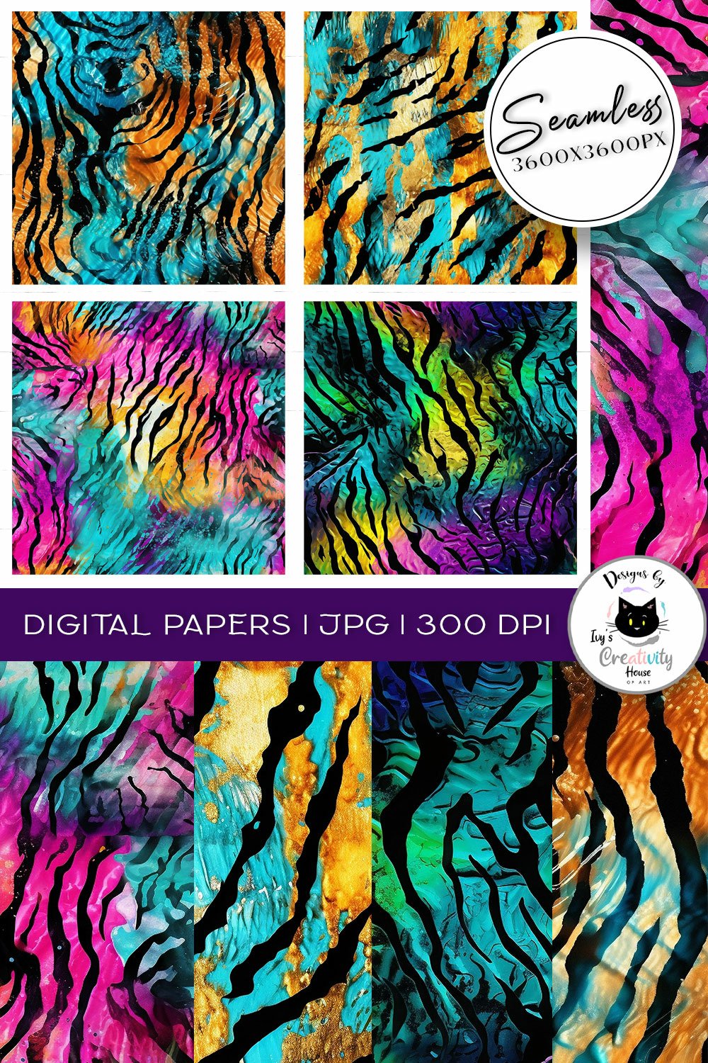 Seamless Animal Print Pattern | Tiger Stripes Digital Paper