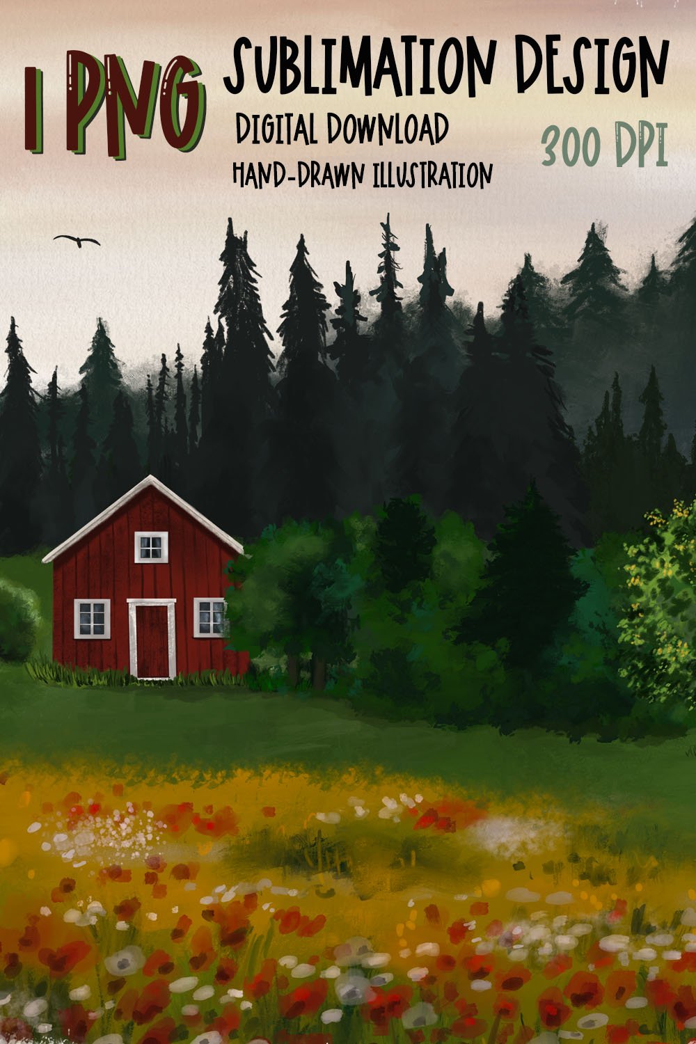 Summer landscape sublimation design|Forest background PNG