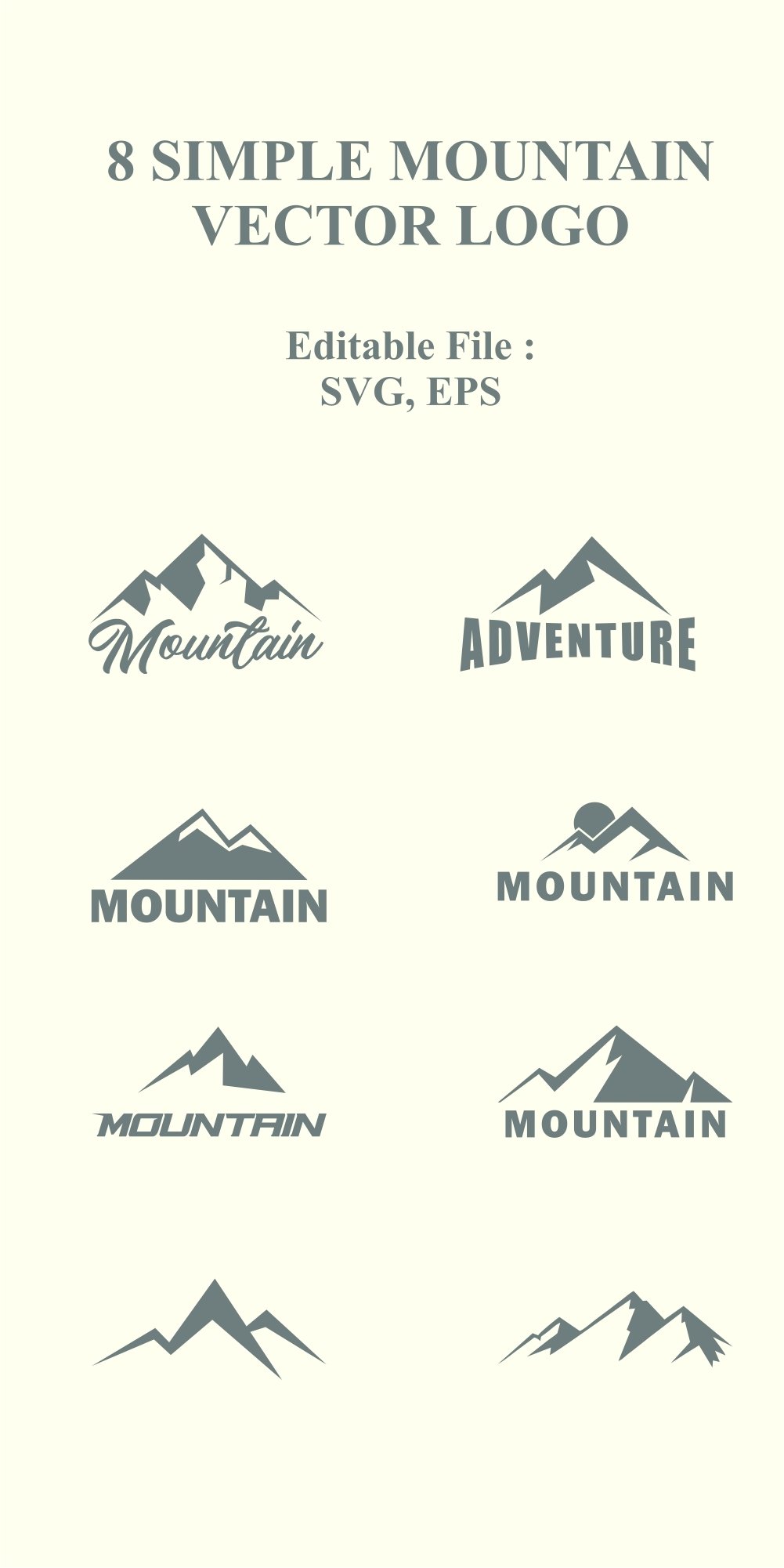 8 Mountain Shapes For Logo - 8 Vector Mountain Shapes