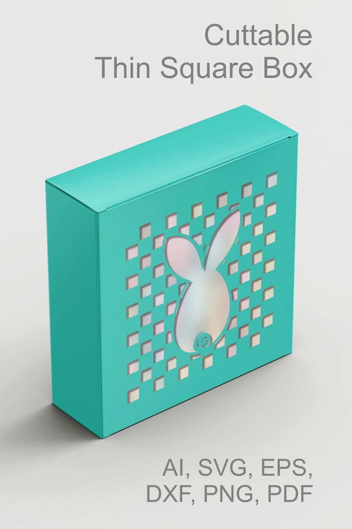 Easter Bunny and Checks Thin Square Favor Box SVG Paper Cut