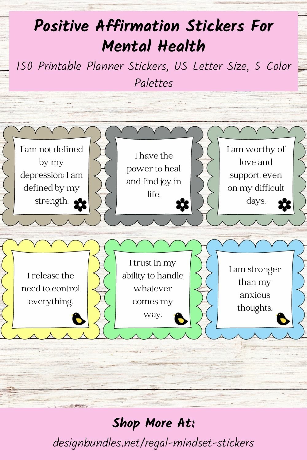 150 printable Positive Mental Health Affirmation Stickers
